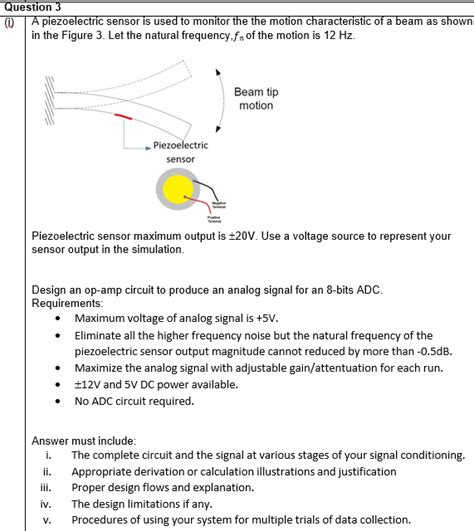 Solved A Piezoelectric Sensor Is Used To Monitor The The