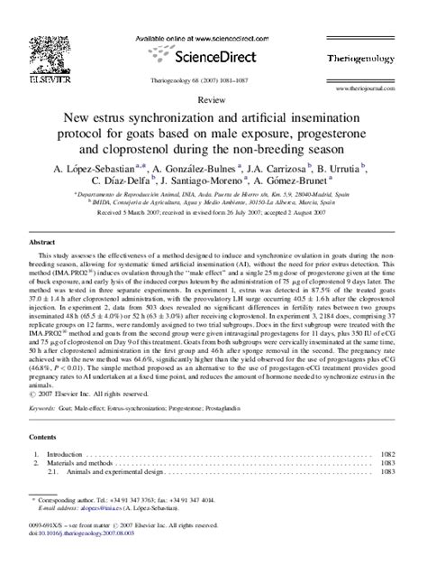Pdf New Estrus Synchronization And Artificial Insemination Protocol