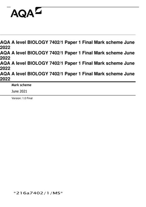 Aqa As Level Paper 2 2024 Mark Scheme Aqa As Level June Paper 2 Mark Scheme Stuvia Us