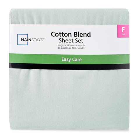 Mainstays 4 Piece 300 Thread Count Soft Sea Cotton Blend Percale Bed Sheet Set Full