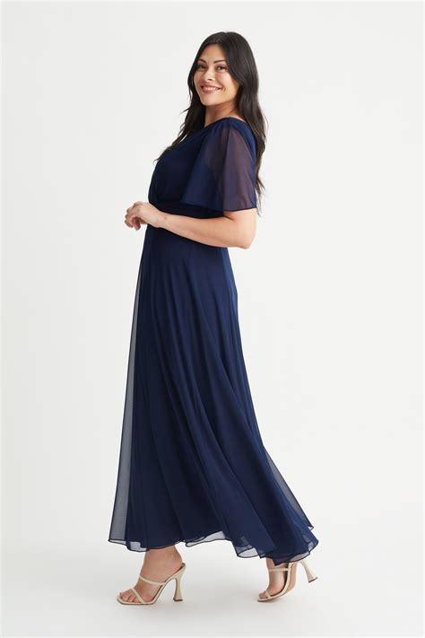 Isabelle Navy Float Sleeve Maxi Dress Scarlett And Jo