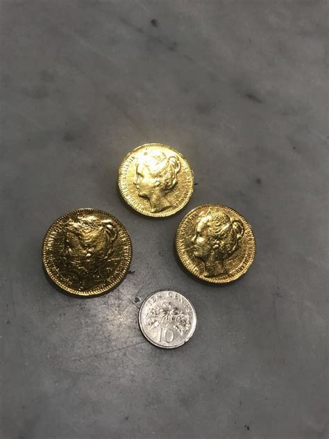 1960s East Indie Silver Gold Gild Coins Kerongsang Womens Fashion