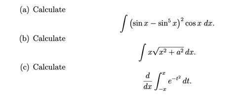 Solved A Calculate ∫sinx−sin5x2cosxdx B Calculate