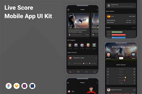 Live Score Mobile App Ui Kit Graphic By Betush · Creative Fabrica