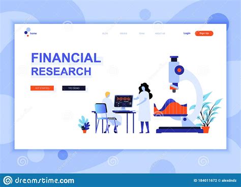 Modern Flat Web Page Design Template Concept Of Financial Research Decorated People Character
