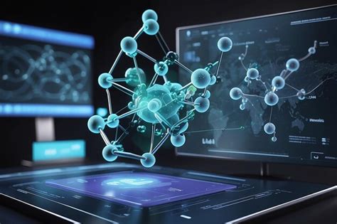 View Of A 3d Rendering Molecule On A Displayed On A Medical Interface Premium Ai Generated Image