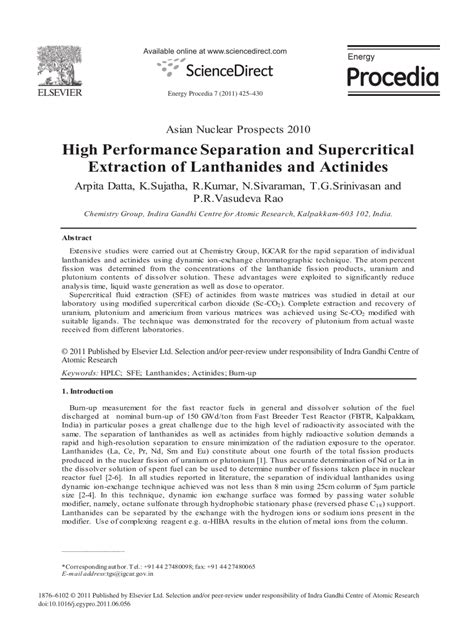 Pdf High Performance Separation And Supercritical Extraction Of