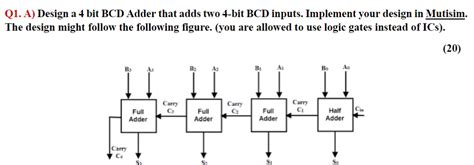 solved q1 a design a 4 bit bcd adder that adds two 4 bit