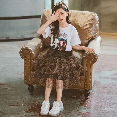 Badu Bg Нова пола пачка за тийнейджърки Леопардов принт Пухкави балетни поли за парти Деца