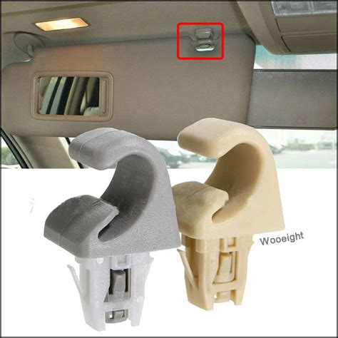 Wooeight 그레이베이지 루프 선 바이저 버클 클립 홀더 후크 스탠드 토요타 캠리 코롤라 하이랜더 프리우스 Rav4 솔라 2012자동 잠금장치 And 클립