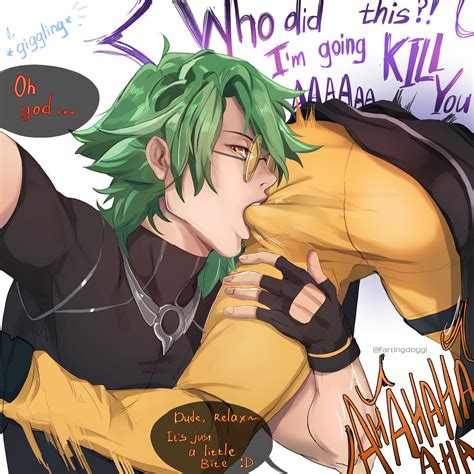 Rule 34 Ass Ass Focus Bite Biting Biting Ass Clothed Clothing Dialogue Ezreal Funny Gay