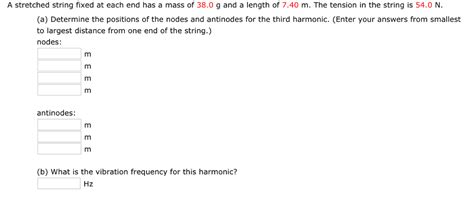 Solved A Stretched String Fixed At Each End Has A Mass Of Chegg