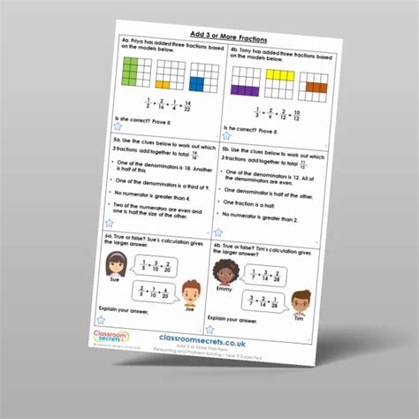 Year 5 Add 3 Or More Fractions Reasoning And Problem Solving Resource