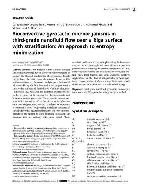 Pdf Bioconvective Gyrotactic Microorganisms In Third Grade Nanofluid Flow Over A Riga Surface
