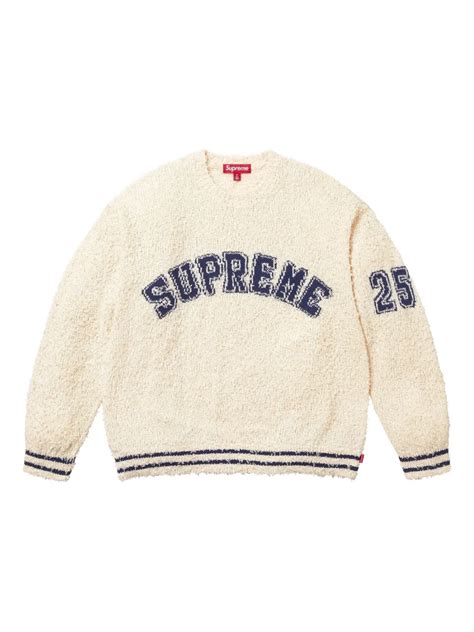 Supreme Crew Neck Textured Sweatshirt Neutrals Farfetch