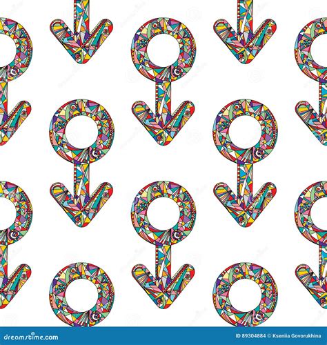 Vector Abstract Male And Female Gender Signs Pattern Hand Drawn Sexual