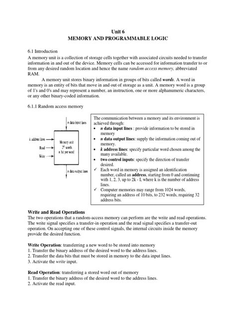 Ch6 Memoryandprogm Logic Pdf Computer Data Storage Computer Memory