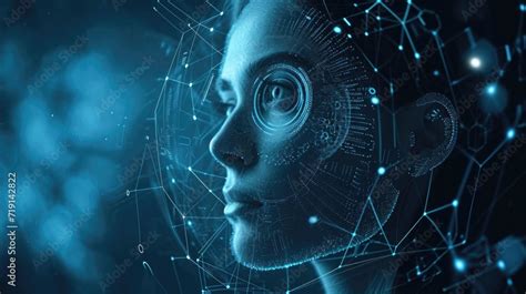 Beautiful Woman And Eye With Digital Biometric Scanning And Data Analysis Face Detection And