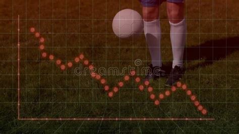 Standing On Grass Soccer Player With Animation Of Stock Market Graph Overlay Stock Footage