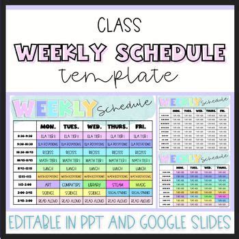 Class Weekly Schedule Template Schedule Template Class Schedule College Weekly Schedule