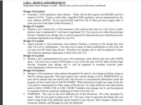lab 4 design and implement implement these designs