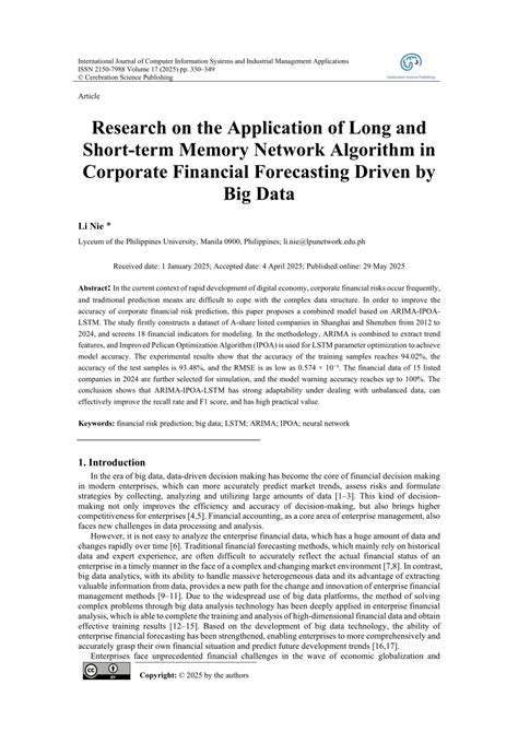 Pdf Research On The Application Of Long And Short Term Memory Network