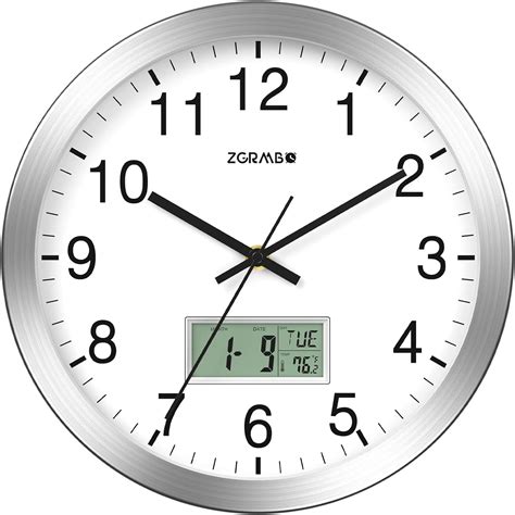 Zgrmbo 12 Atomic Analog Wall Clock With Digital Date Week Indoor Temp Battery