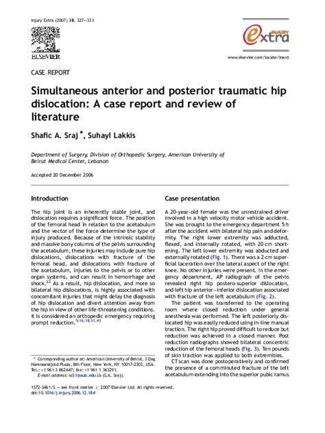 Pdf Posterior Hip Dislocation With Ipsilateral Femoral Neck Fracture Case Report