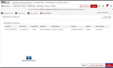 Restore Vm Bdrsuite 7 5 Mastering Vmware
