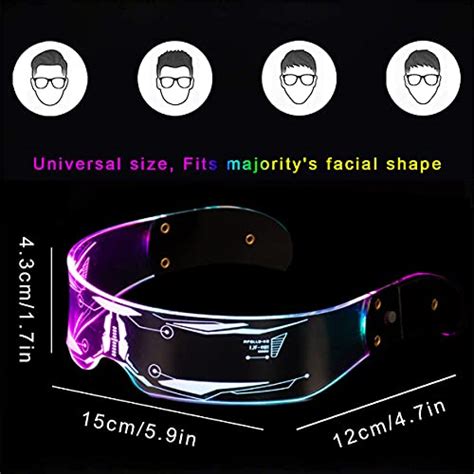 Led Luminous Glasses 7 Color Cyberpunk Led Visor Glasses Futuristic Electronic Visor Glasses