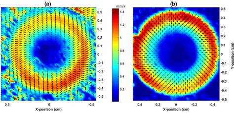 A Piv Velocity Maps Constructed After Averaging The Velocity Vectors