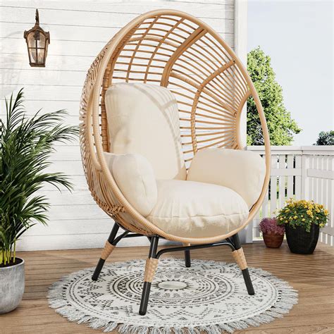 Dakota Fields All Weather Oversized Wicker Egg Chair Outdoor Indoor