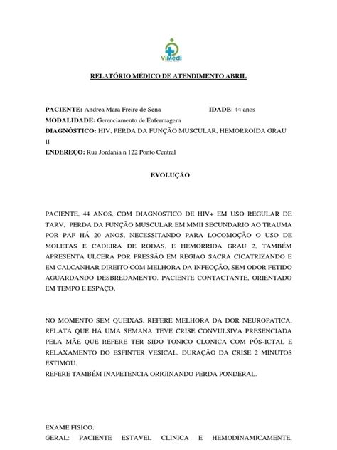 Modelo Relatório Médico 1 2 Pdf