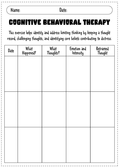 Cognitive Behavioral Worksheets Adult Cognitive Worksheets Printable