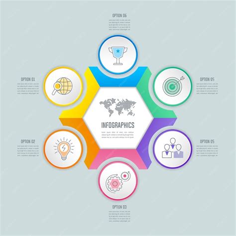 6 가지 옵션이있는 인포 그래픽을위한 창의적인 컨셉 프리미엄 벡터