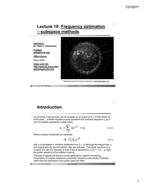 Frequency Estimation Subspace Methods In Dsp