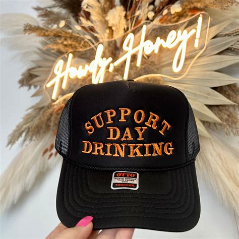 Day Drinking Trucker Hat Blackgold Howdy Honey Boutique