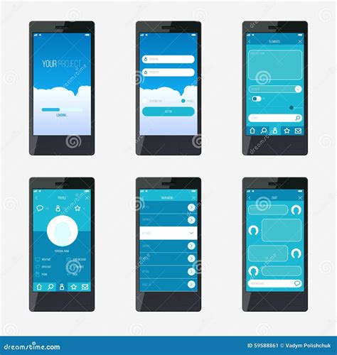 Template Mobile Application Interface Design Stock Vector