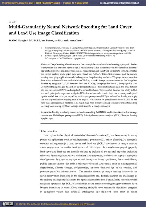 pdf multi granularity neural network encoding for land cover and land use image classification