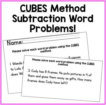 Practice Subtraction With CUBES Method By Liz Teach From The Heart