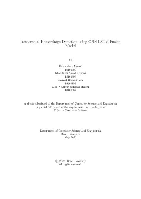 Pdf Intracranial Hemorrhage Detection Using Cnn Lstm Fusion Model