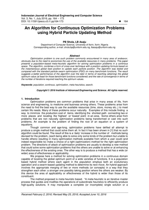 Pdf An Algorithm For Continuous Optimization Problems Using Hybrid