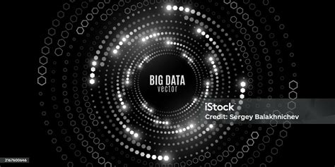 Abstract Digital Swirling Circles Of Glowing Hexagons Big Data Visualization Into Cyberspace