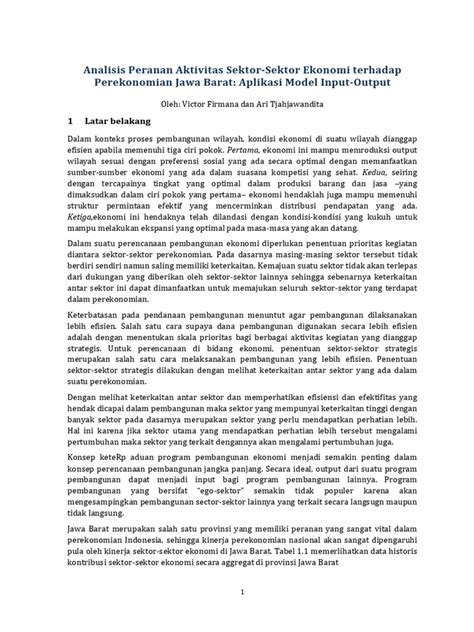 Ari Victor Analisis Peranan Aktivitas Sektor Sektor Ekonomi Terhadap