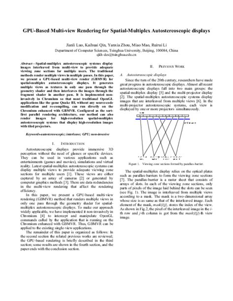 pdf gpu based multi view rendering for spatial multiplex autostereoscopic displays