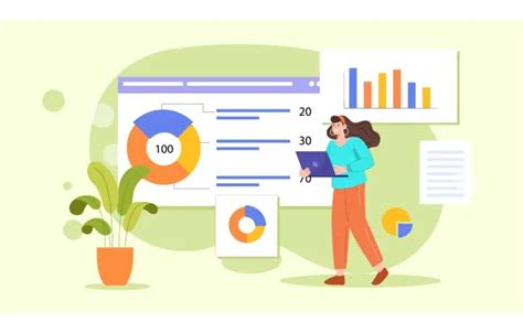 Woman Examining Progress Chart Concept Flat Character Illustration Images