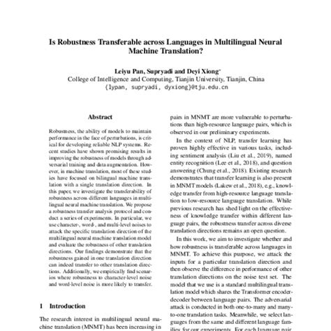 Is Robustness Transferable Across Languages In Multilingual Neural Machine Translation Acl