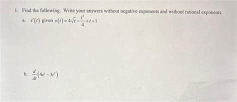 solved 1 find the following write your answers without