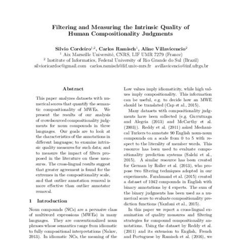 Filtering And Measuring The Intrinsic Quality Of Human Compositionality
