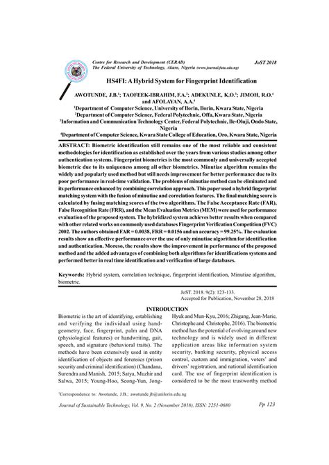 Pdf Hs4fi A Hybrid System For Fingerprint Identification